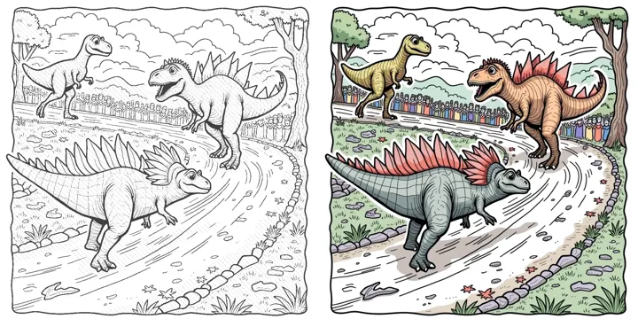 Dinosaurs - Coloring Pages - ColorAI.me