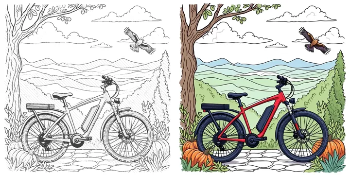 Bikes and Scooters - Coloring Pages - ColorAI.me